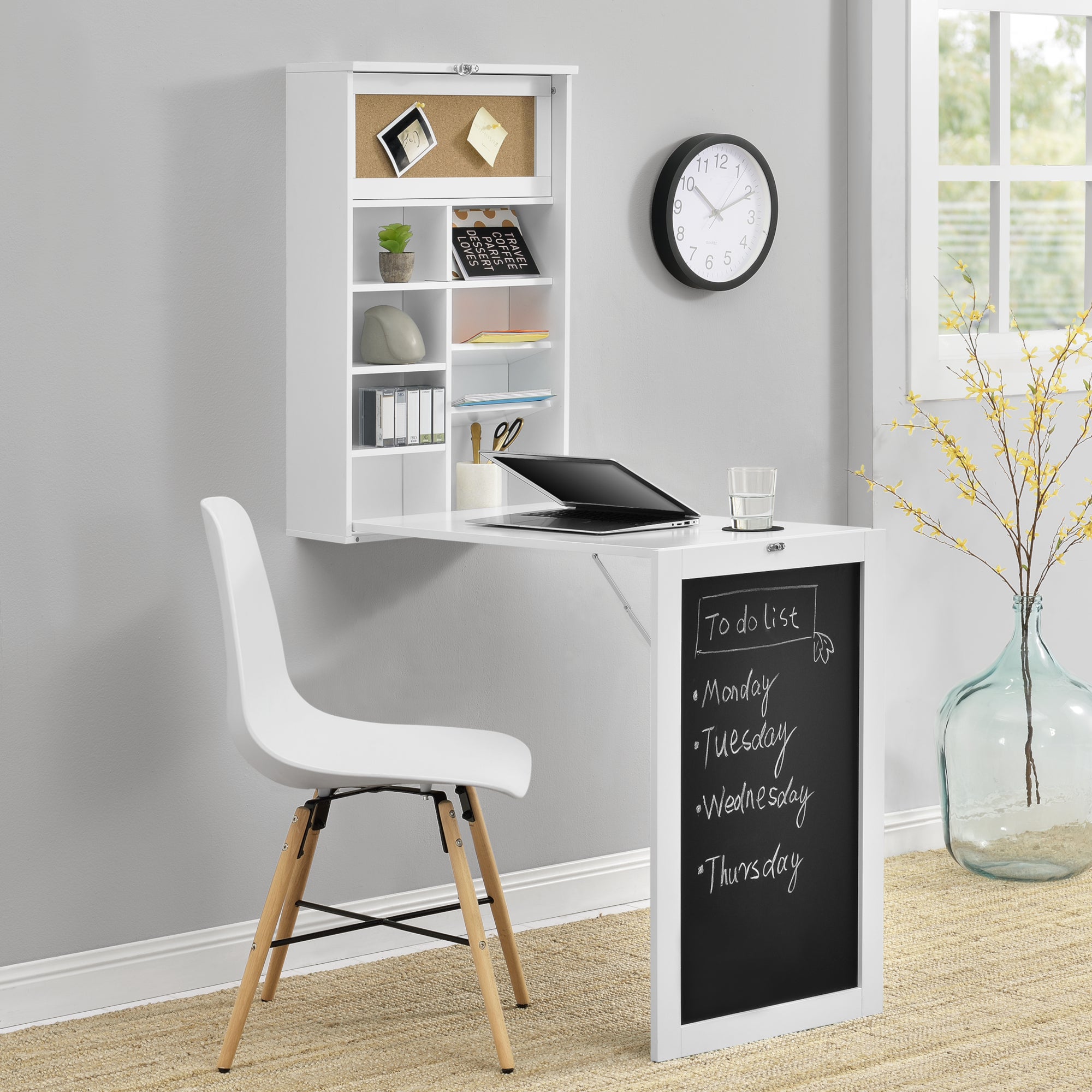 Table Murale Pliable MDF 156 x 50 x 91,5 cm Blanc [en.casa] | Leroy Merlin