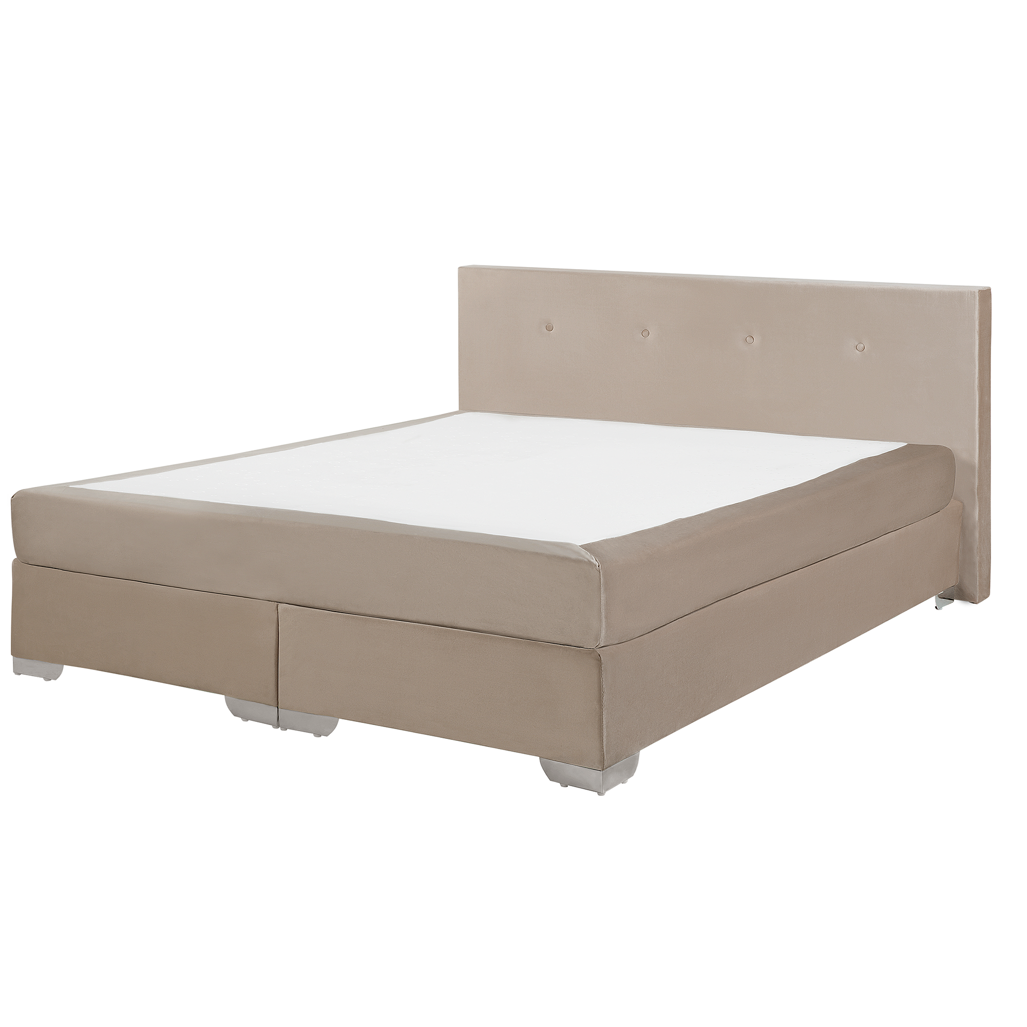 Lit Boxspring Velours CONSUL 160 x 200 cm Beige clair | Leroy Merlin