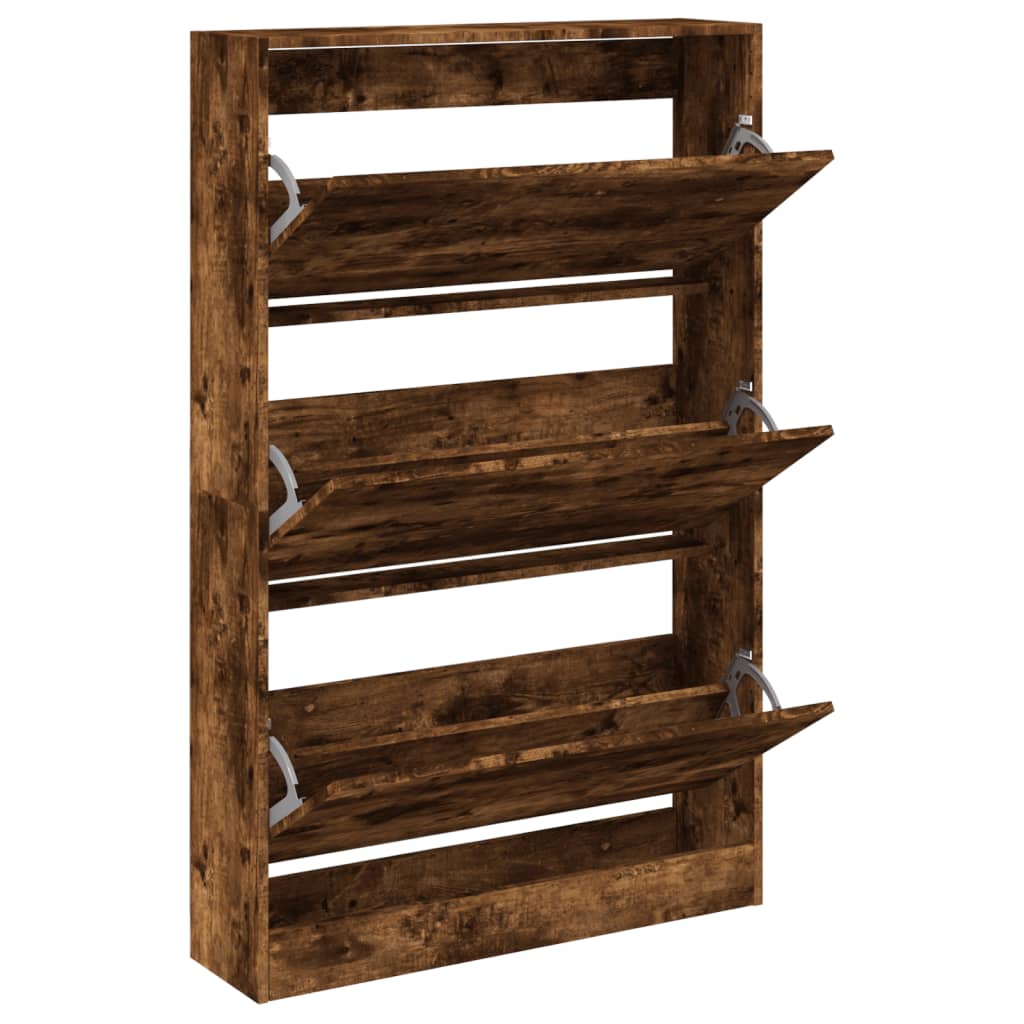 Scarpiera in legno ingegnerizzato rovere affumicato 80x21x125,5 cm ...