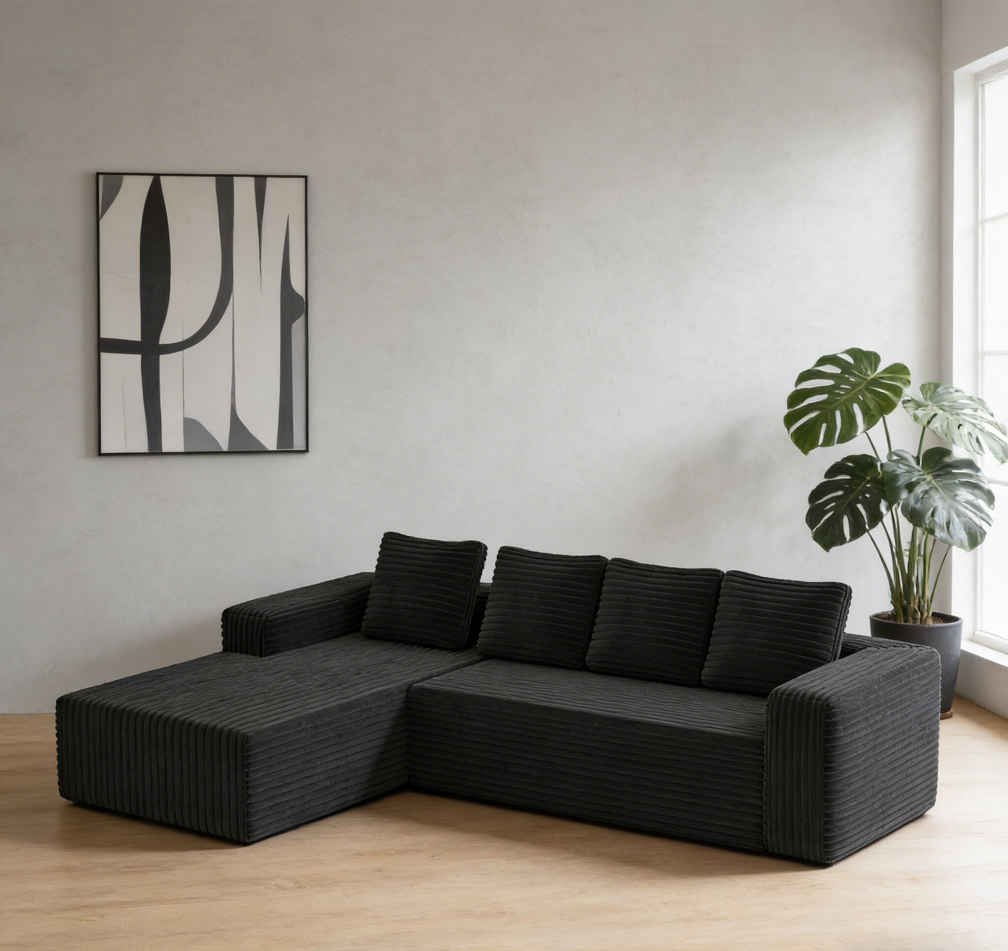 Canapé nordique 2 places 172×72×82 cm – Tissu en lin fin, structure en ...