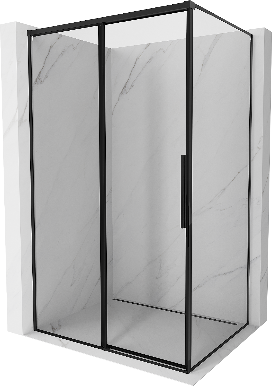 Mexen Rox cabina de ducha corredera izquierda 155 x 70 cm, marco negro, negro - 8C2-155-070-70 ...