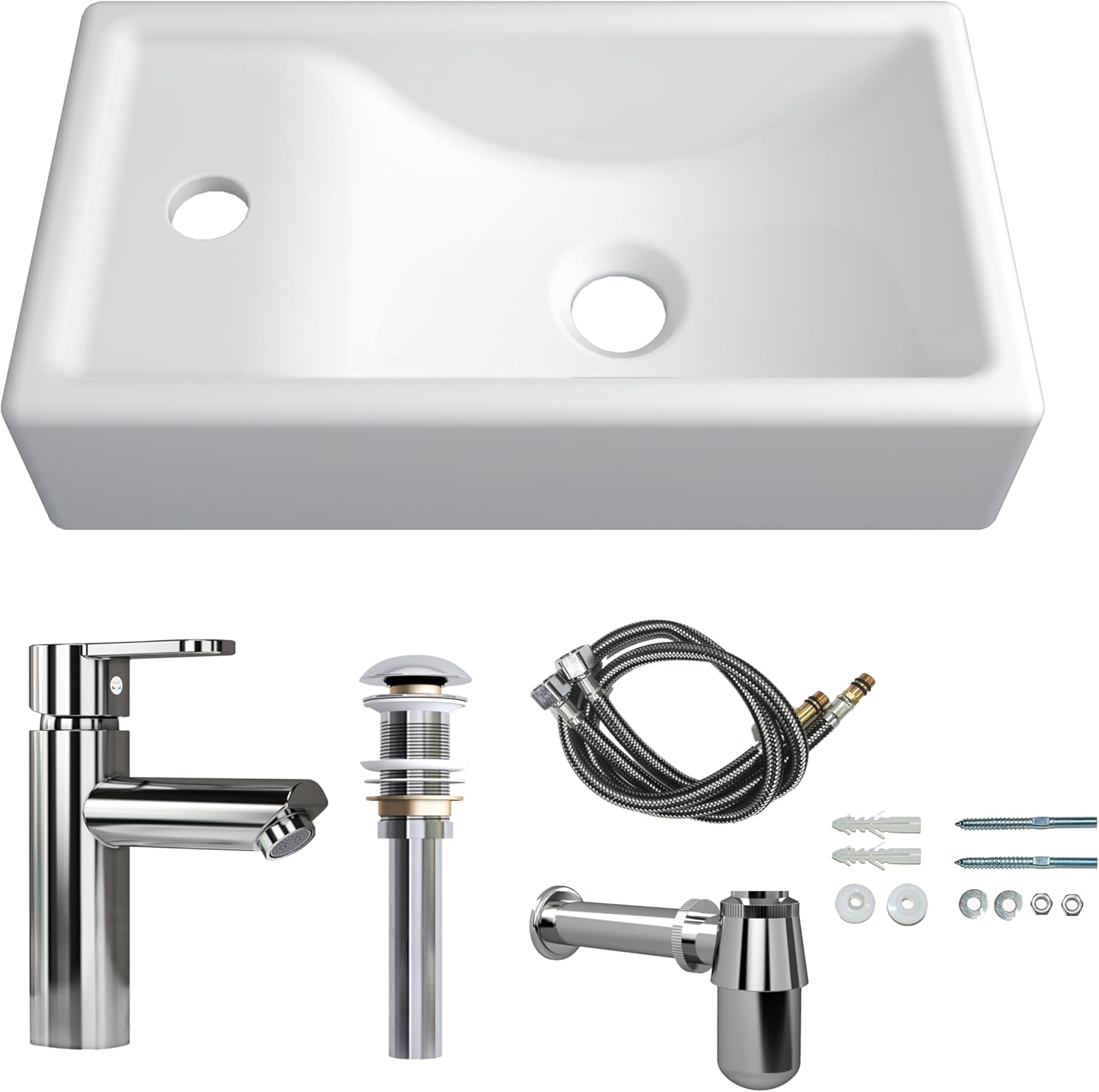 Ensemble lavabo mural 41 x 23 cm, petit lavabo rectangulaire en ...