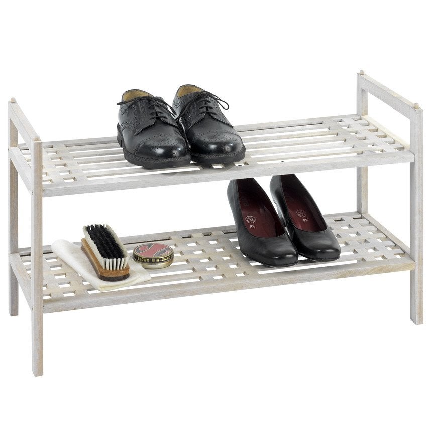 Support à chaussures en bois, chaussures, NORVÈGE - 2 niveaux, WENKO ...