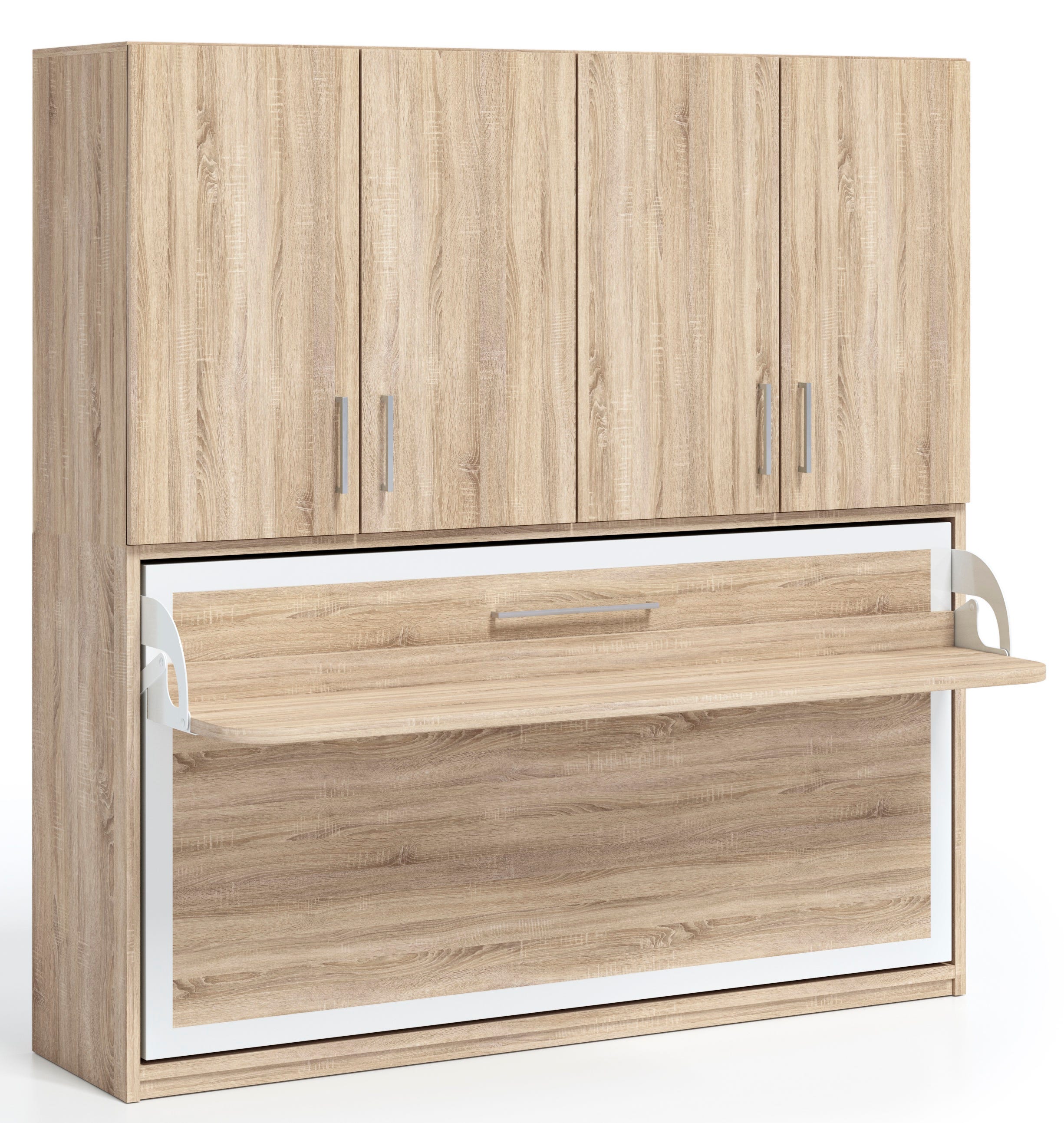 Lit escamotable horizontal 140x190 avec bureau et armoire 4 portes ... Lit escamotable horizontal 140x190 avec bureau et armoire 4 portes ...
