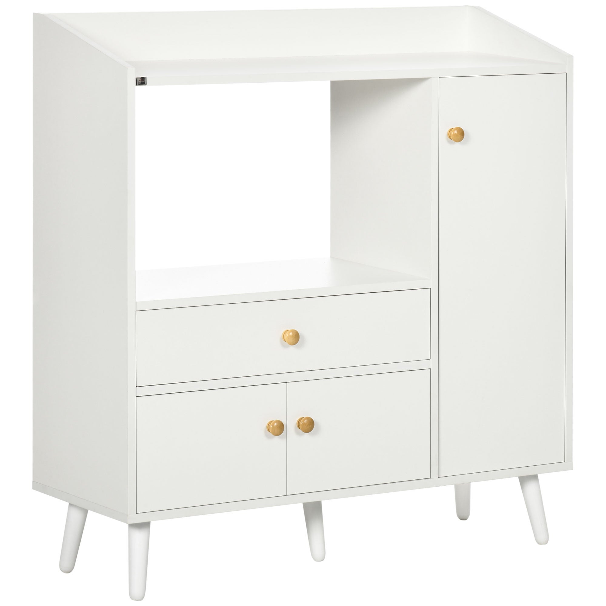 HOMCOM Buffet micro-ondes bois mélaminé blanc 90x30x94 cm 835-546WT ...