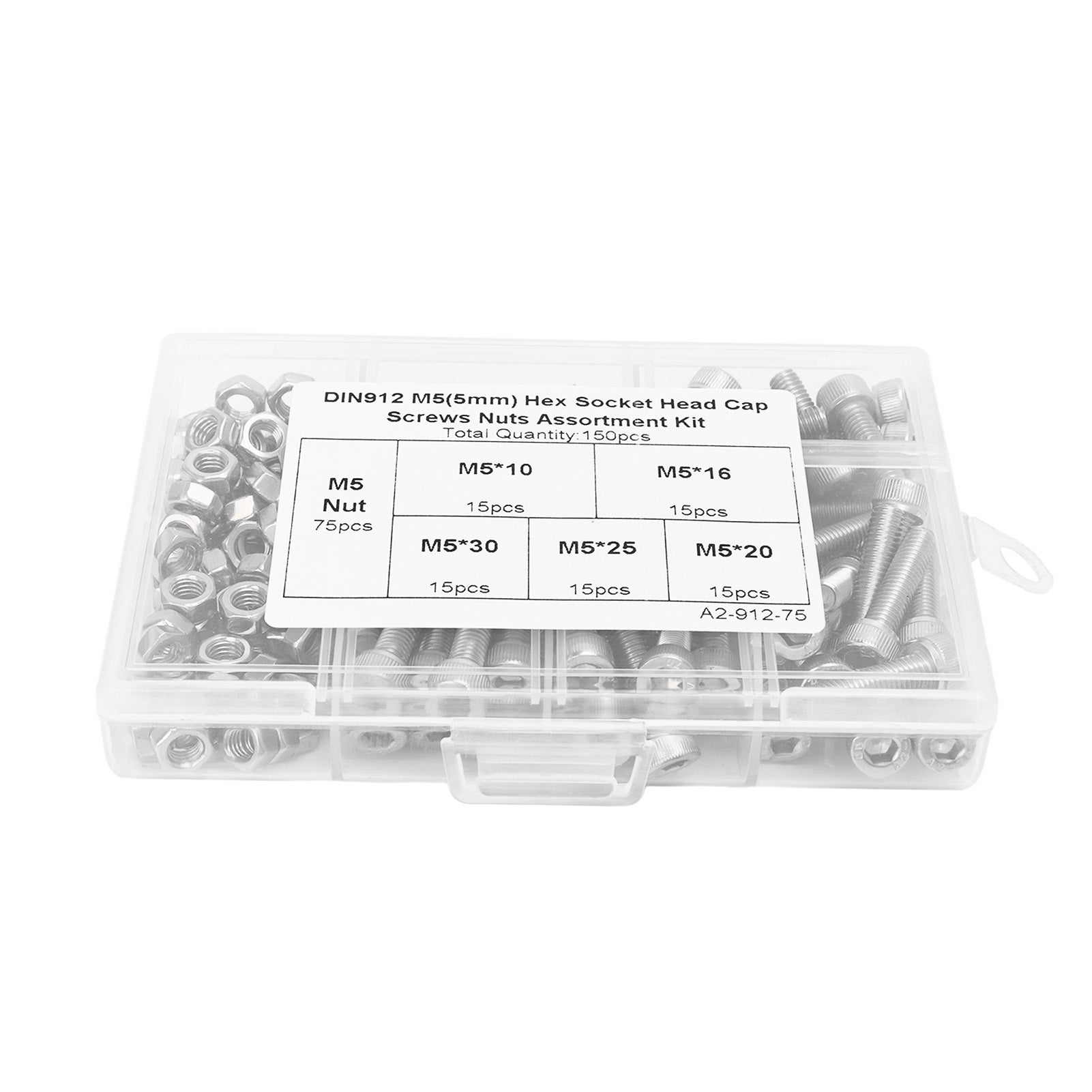 Kit de 150 vis et écrous à six pans creux en acier inoxydable 304 Kit d'assortiment de vis et d ...