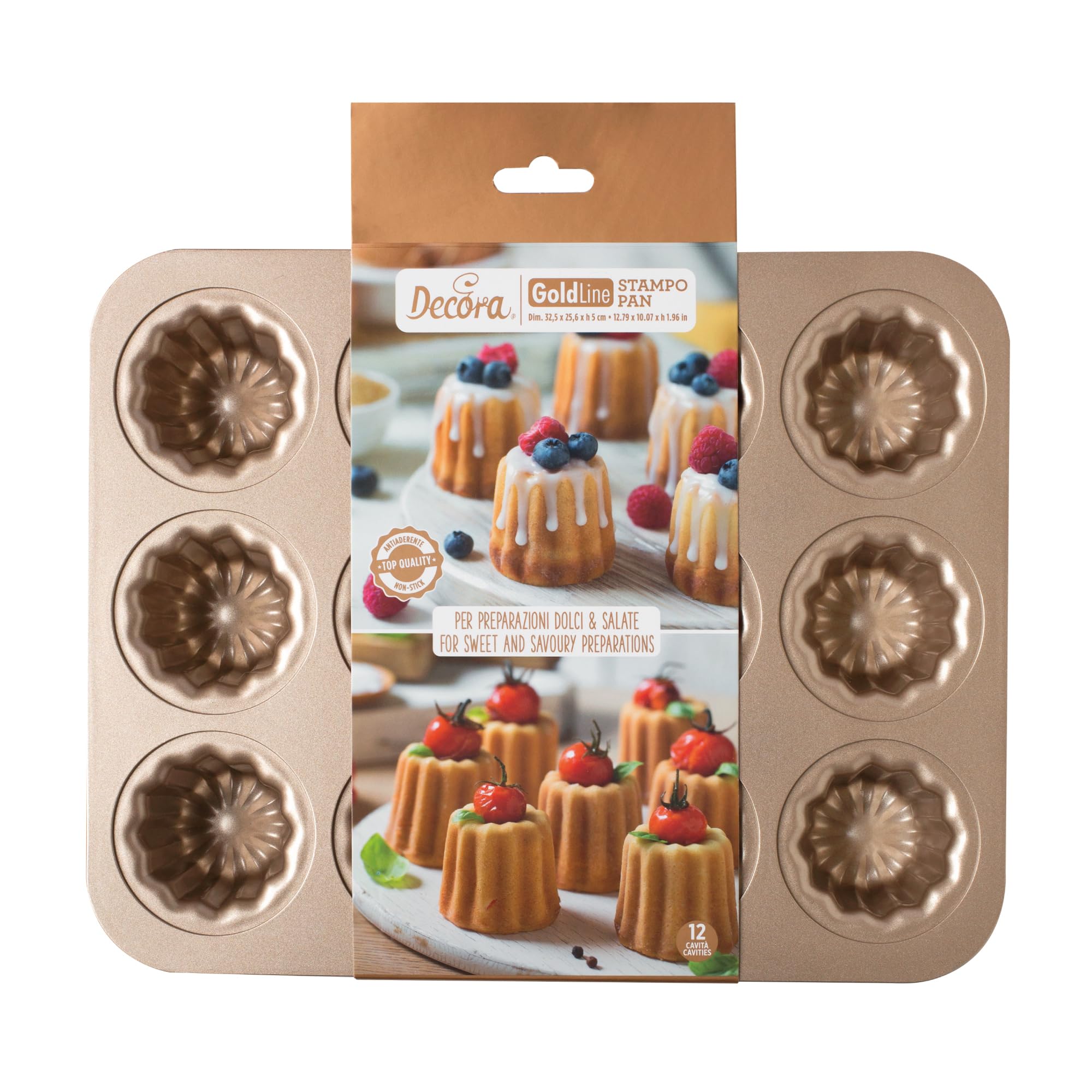 Decora, 0070104 Stampo Gold Line Tortine, 12 Cavità Ø 5,5 x 4,5 cm ...