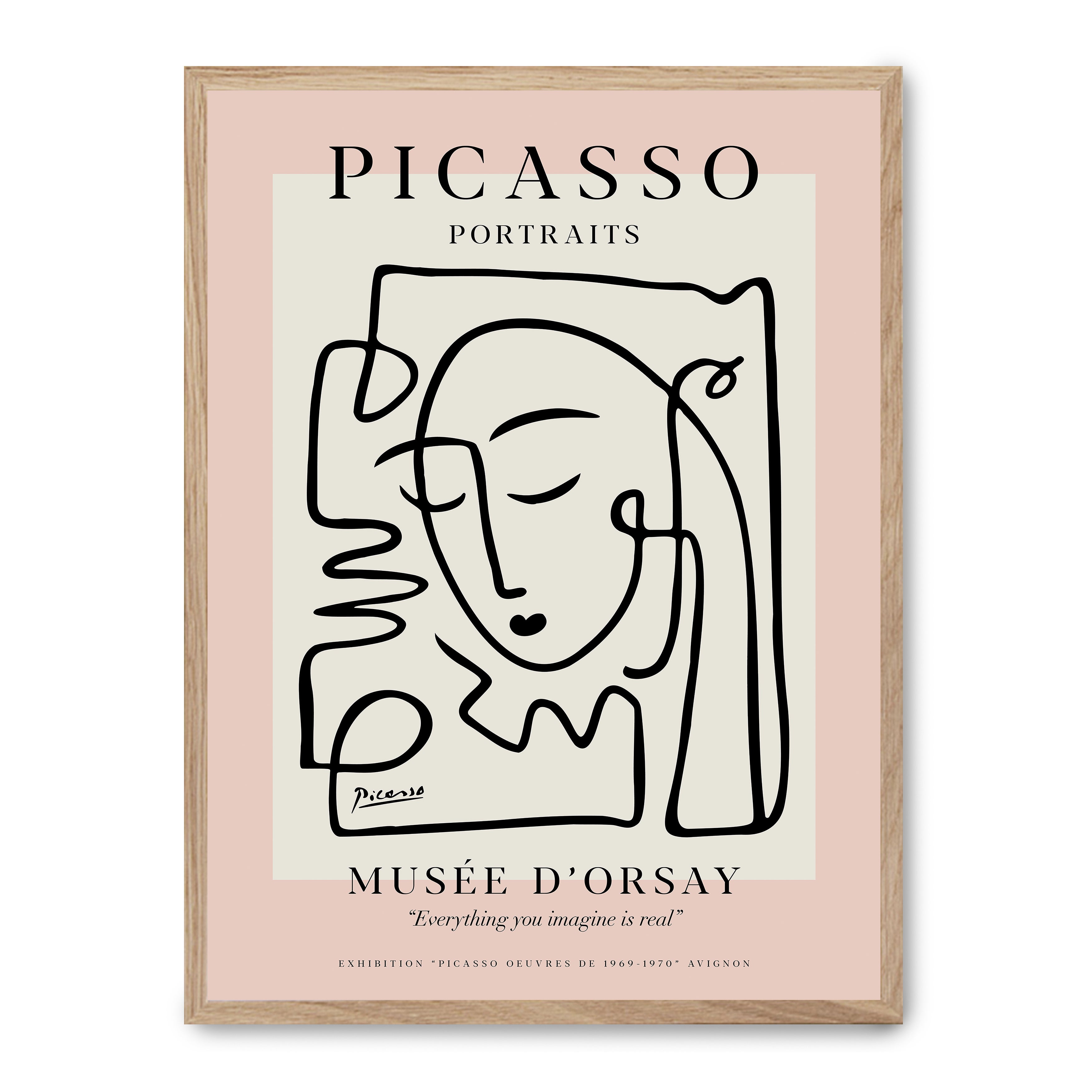 Cuadro Picasso portraits II, marco premium chapado en roble, 30x40 cm ...