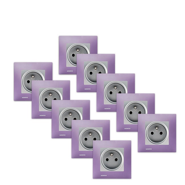 LOT 10 Prise 2P+T Silver Delta Viva + Plaque Violet-SIEMENS | Leroy Merlin