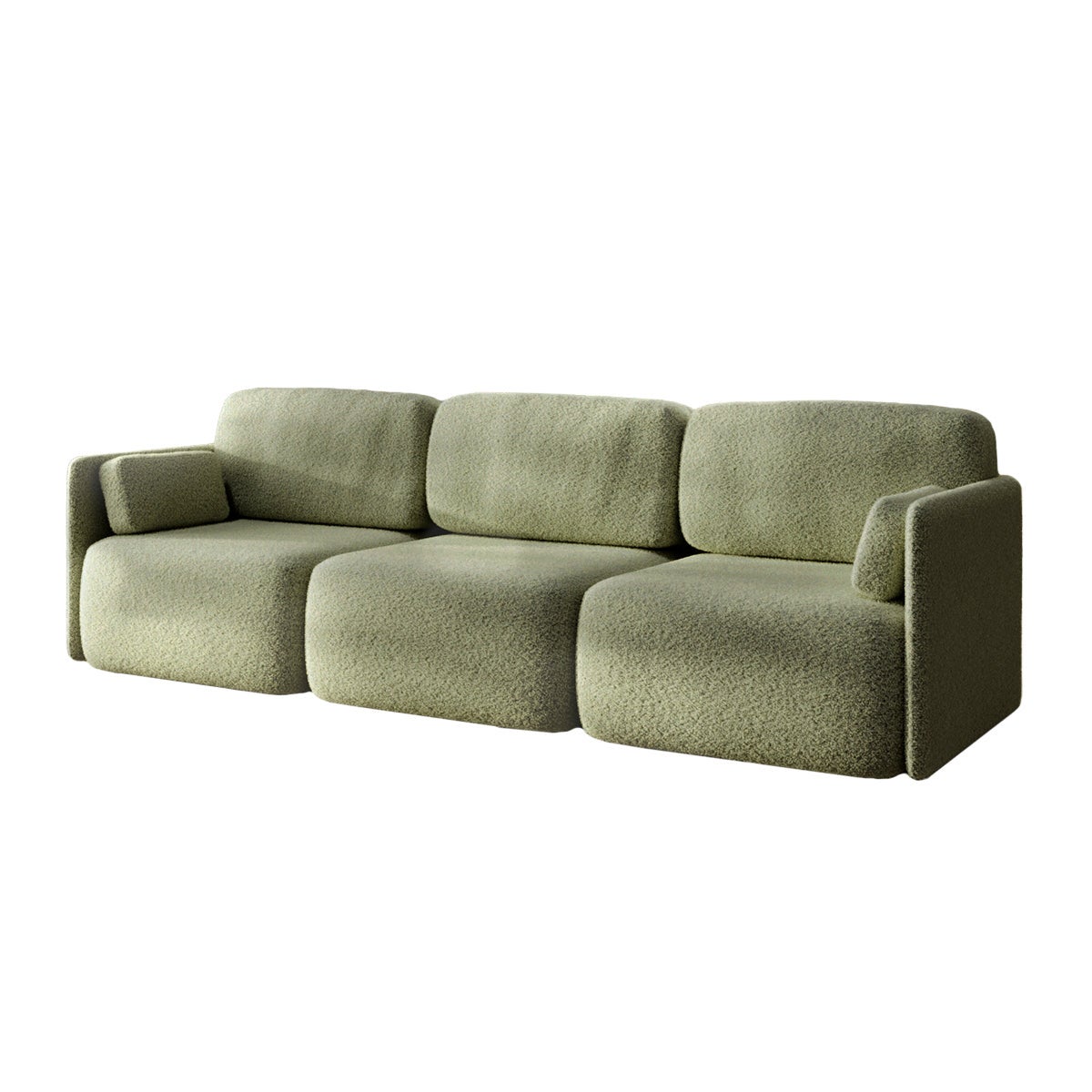 Canapé de 3 modules bouclé vert forêt, accoudoirs fins 90x96x283 ...