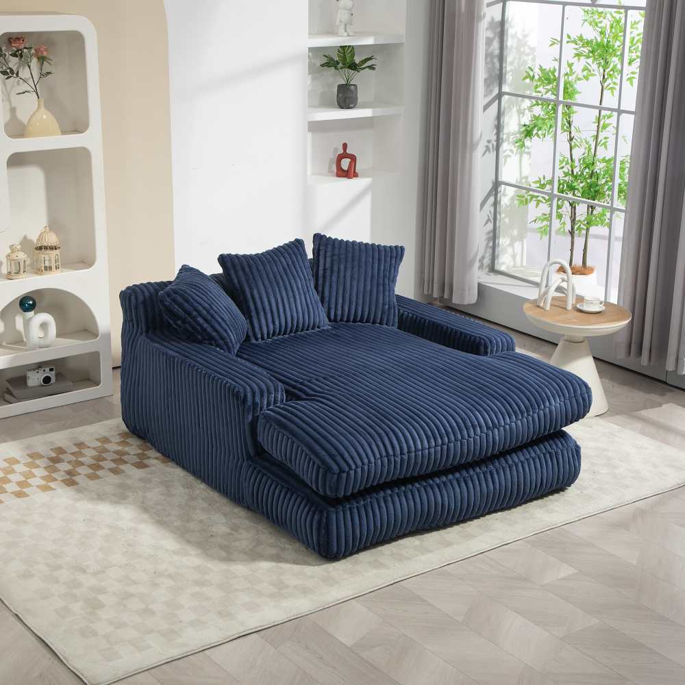 Divano letto moderno in velluto a coste – Cloud Couch blu navy con 3 ...