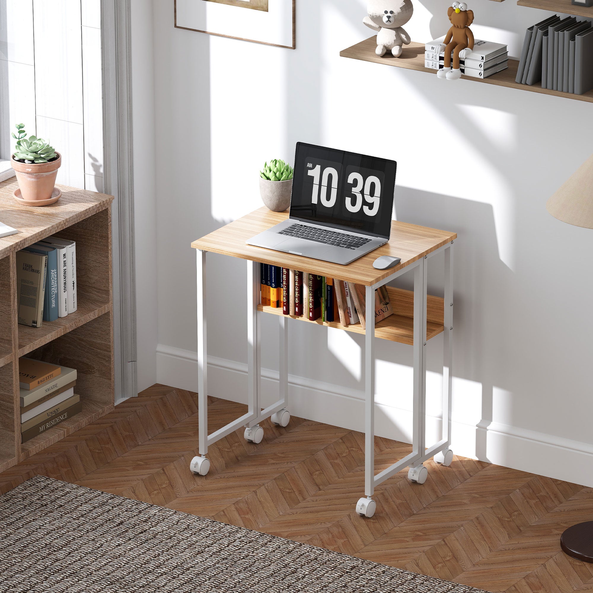 Bureau, pour bureau, étagère ouverte, naturel, convertible en table d ...