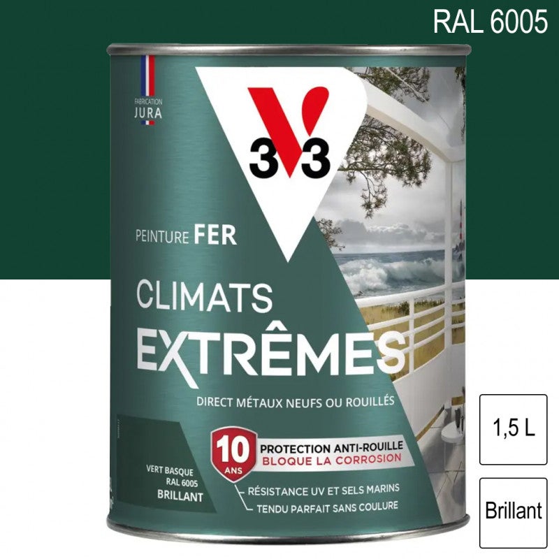 Peinture fer Climats Extrêmes RAL 6005 Vert basque brillant 1,5L V33 ...