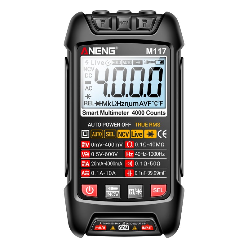 Multimètre numérique automatique 4000 compteurs M117 noir | Leroy Merlin