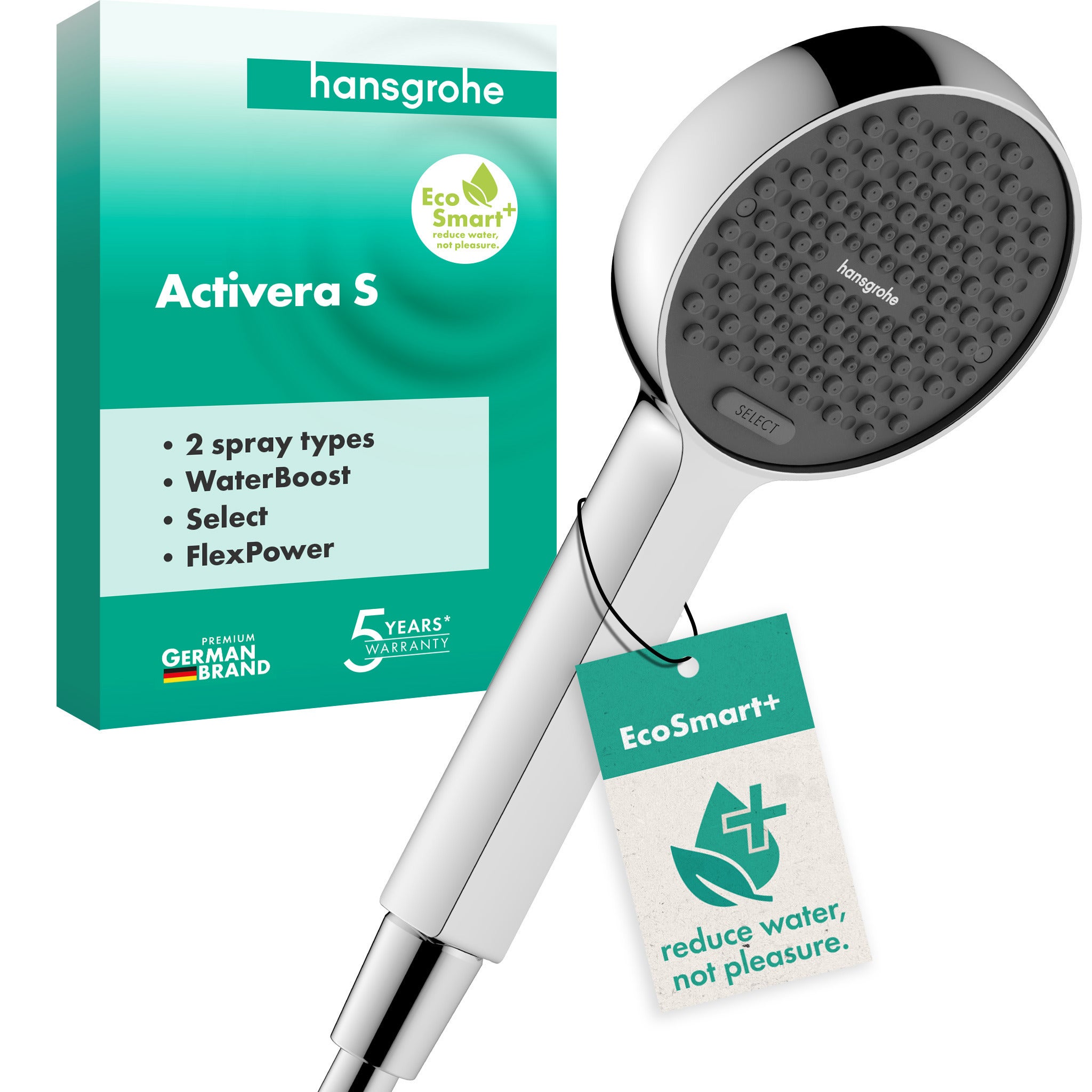 Hansgrohe Activera Select S alcachofa de ducha 95, 2 modos de chorro ...