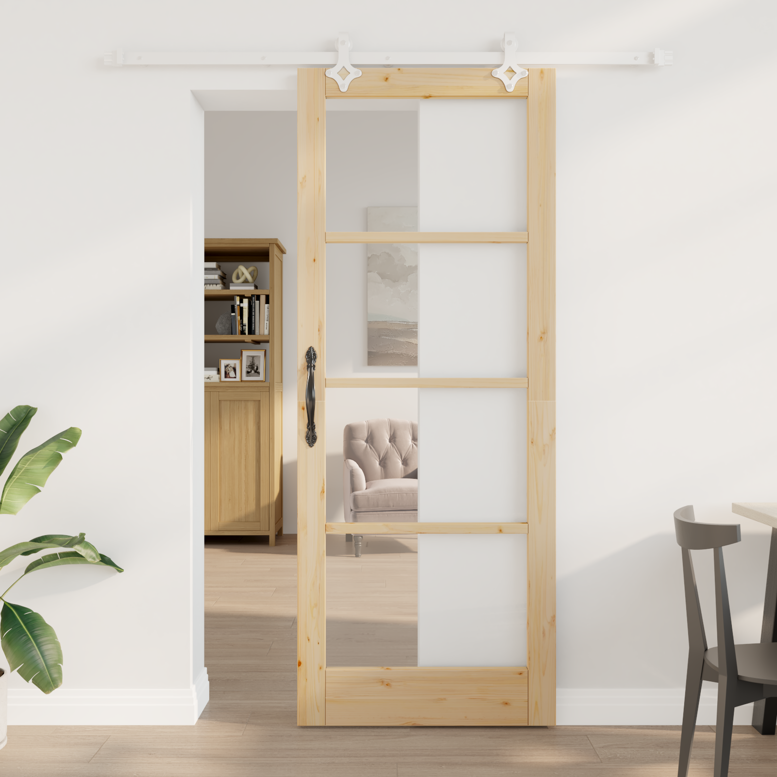 Puerta Corrediza Manual Marrón 83 x 211 cm Madera y metal vidaXL ...