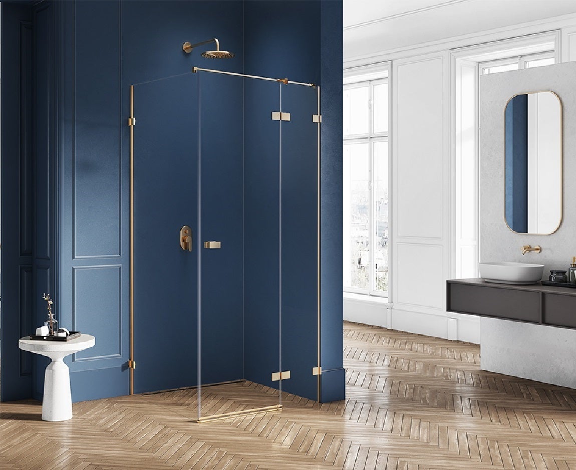 Cabine de douche doré brossé 110x90 cm,pivotante droite BALI GOLD ...