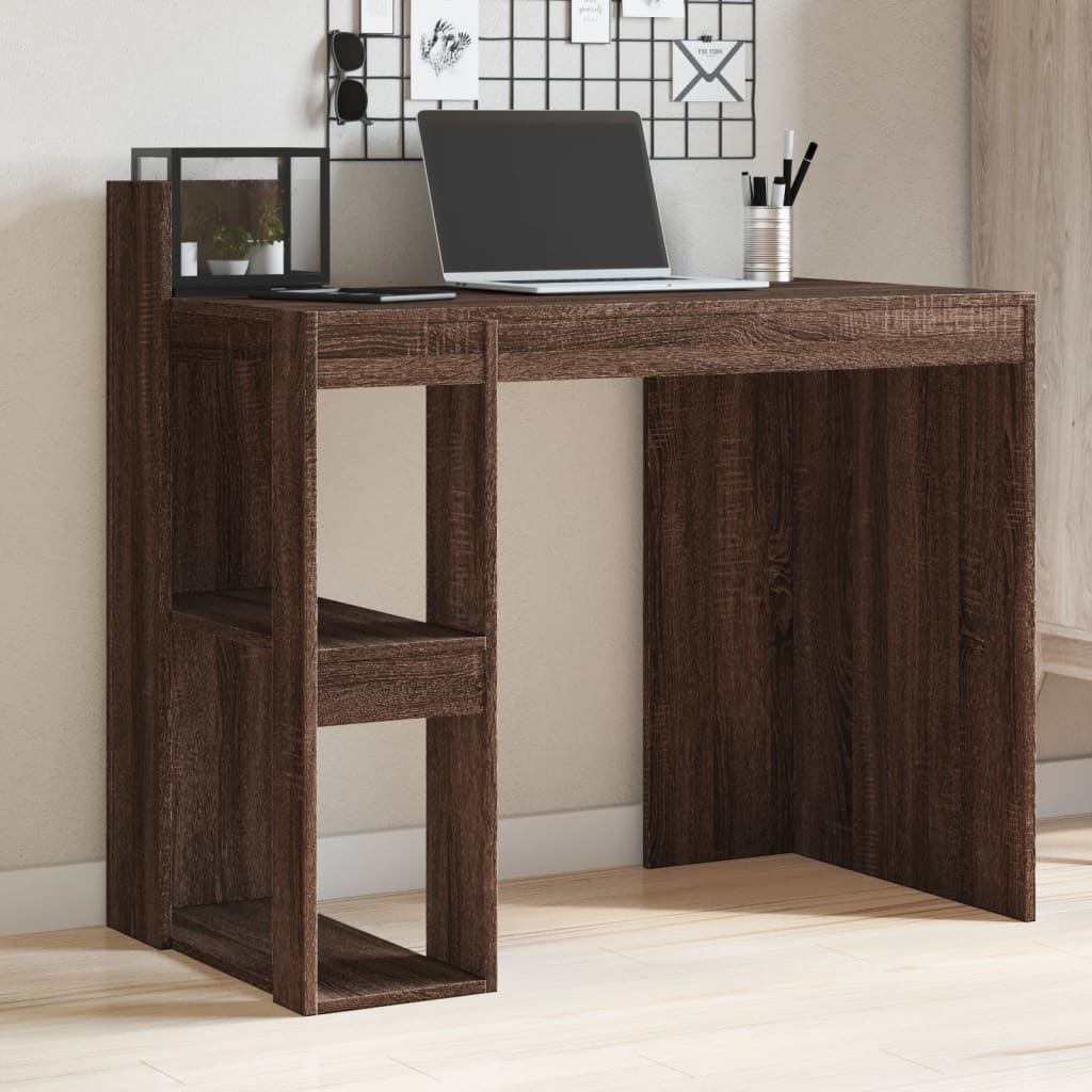Escritorio roble marrón 103,5x56,5x94 cm madera contrachapada | Leroy ...