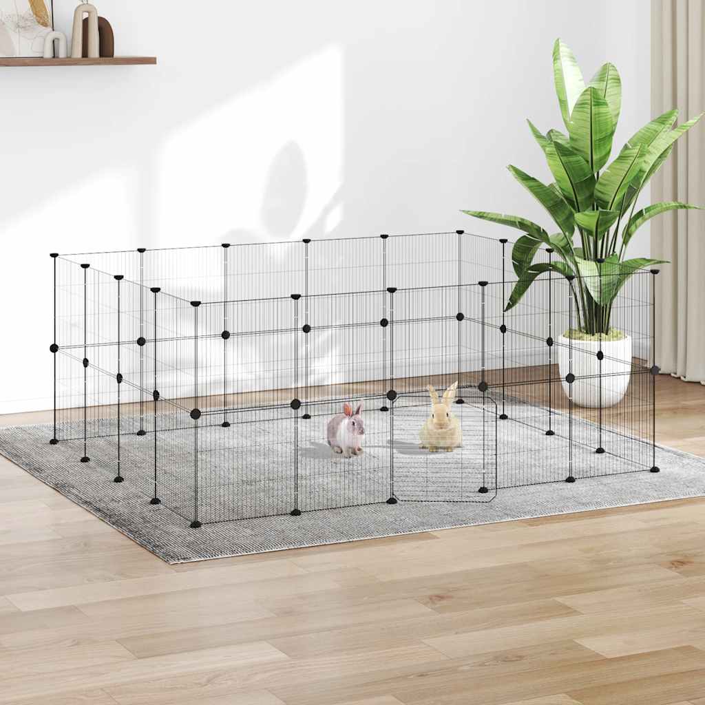 Cage animaux de compagnie à 36 panneaux et porte Noir 35x35 cm vidaXL ...