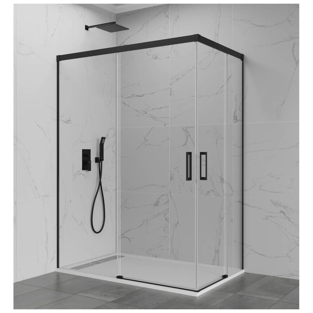Mampara Basic Angular Transparente Negro 115X90 | Leroy Merlin