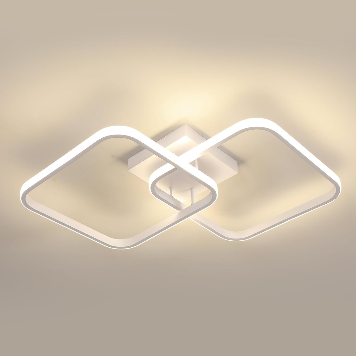 Plafonnier LED carré, 42W, 4725lm, design moderne, en acrylique blanc ...