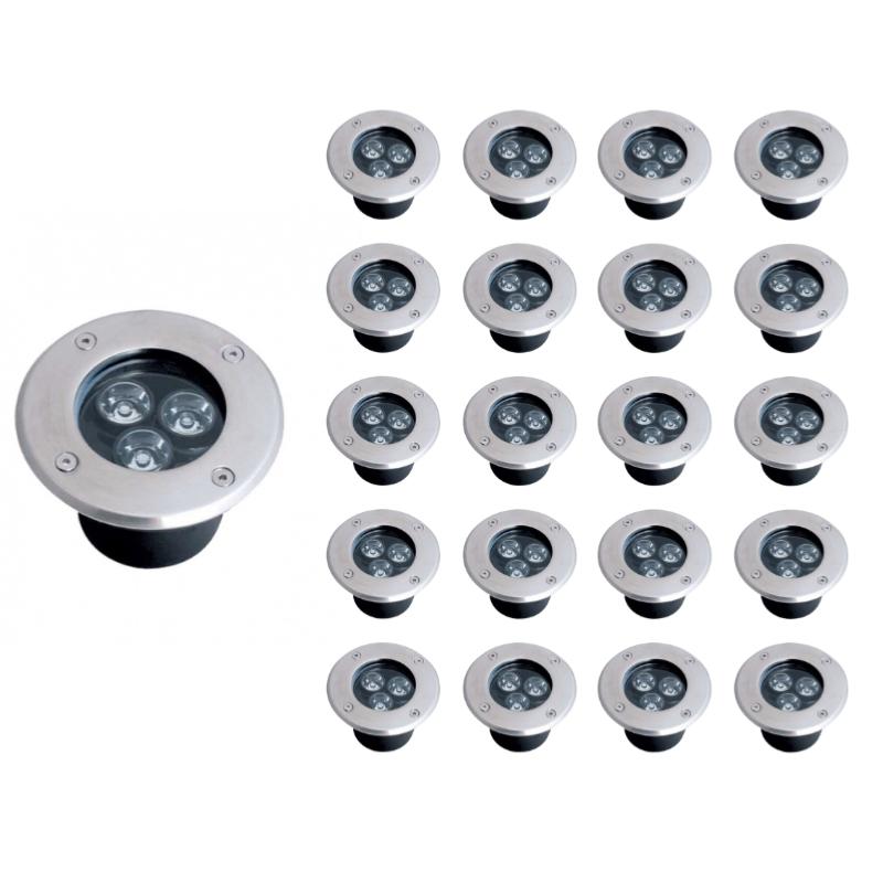 Spot LED Encastrable Extérieur IP65 220V Sol 3W 80° (Pack de 20 ...