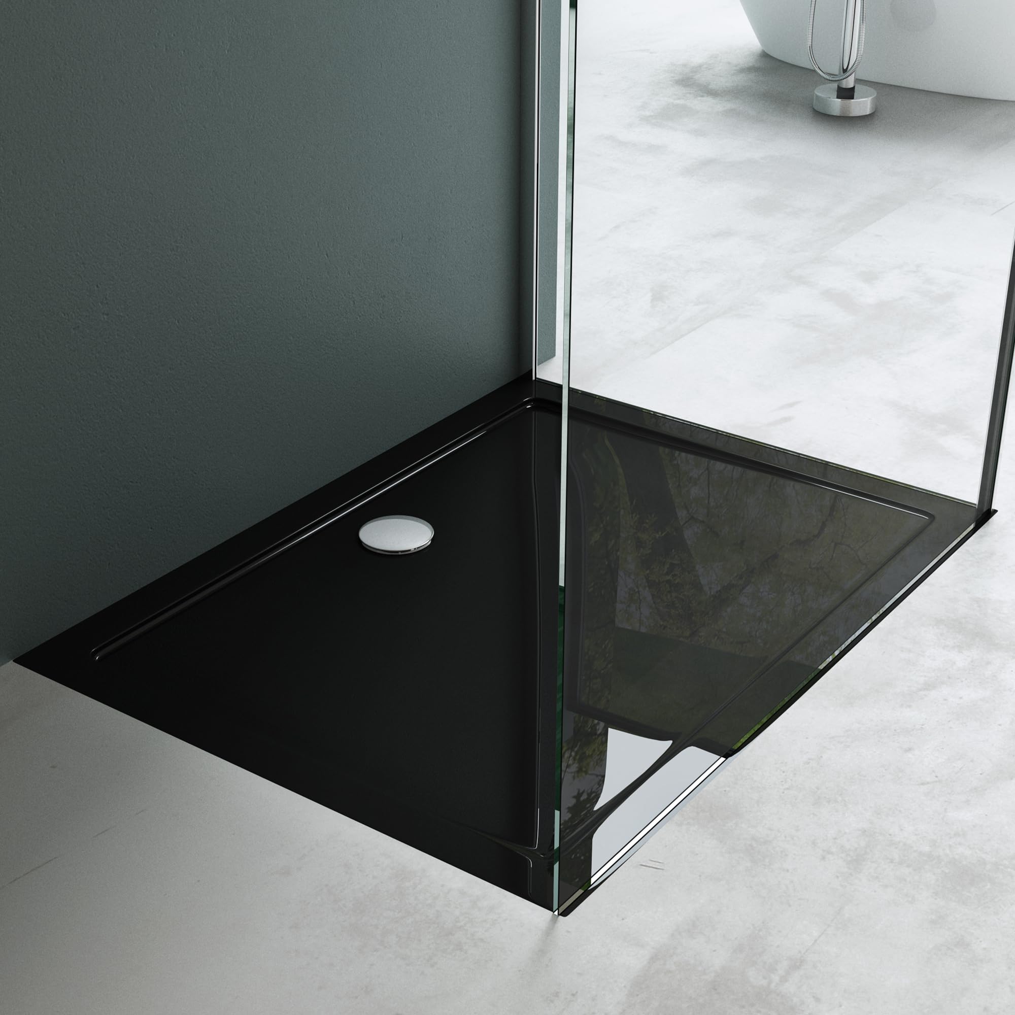 Mai & Mai Receveur de douche bac à douche 90x120x4cm en acrylique noir ...