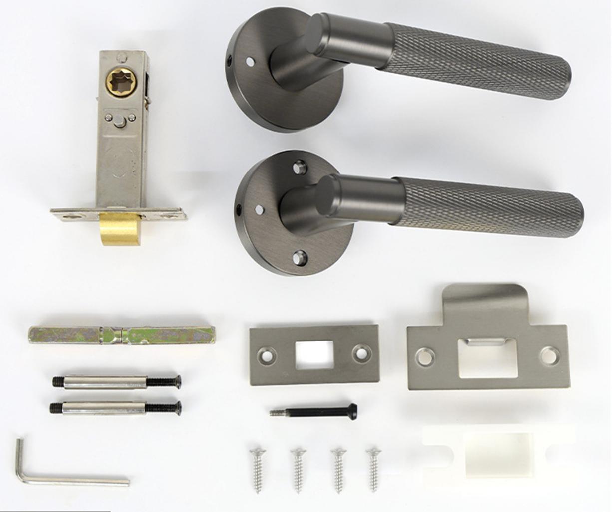 Poignées de porte intérieures avec serrure, poignées de porte moletées ...