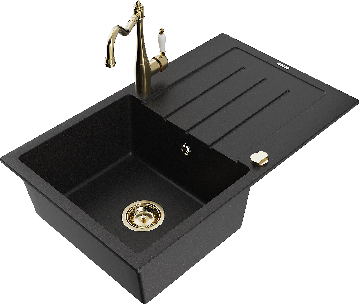 Mexen Bruno évier de cuisine en granit 1 bac avec égouttoir et robinet ...