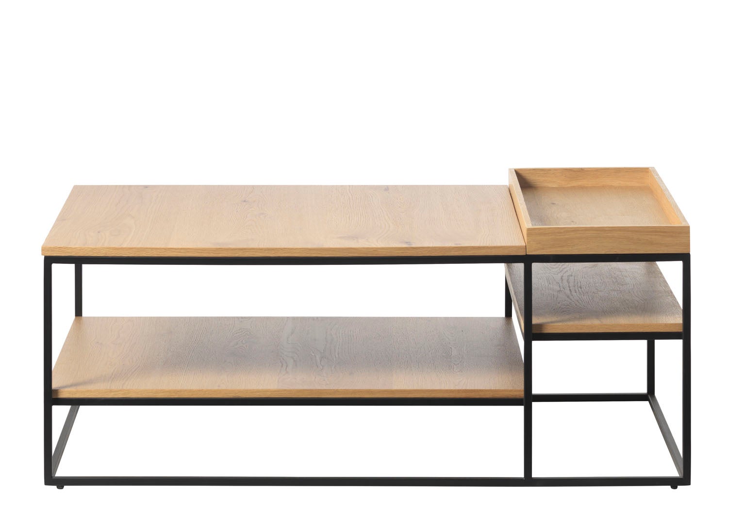 Rivoli Table basse 2 tablettes de rangement, finition chêne naturel ...