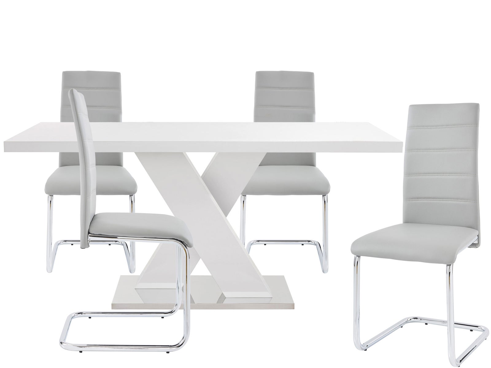 Ali & Adora | Conjunto de mesa de comedor 160x90cm con 4 sillas en gris ...