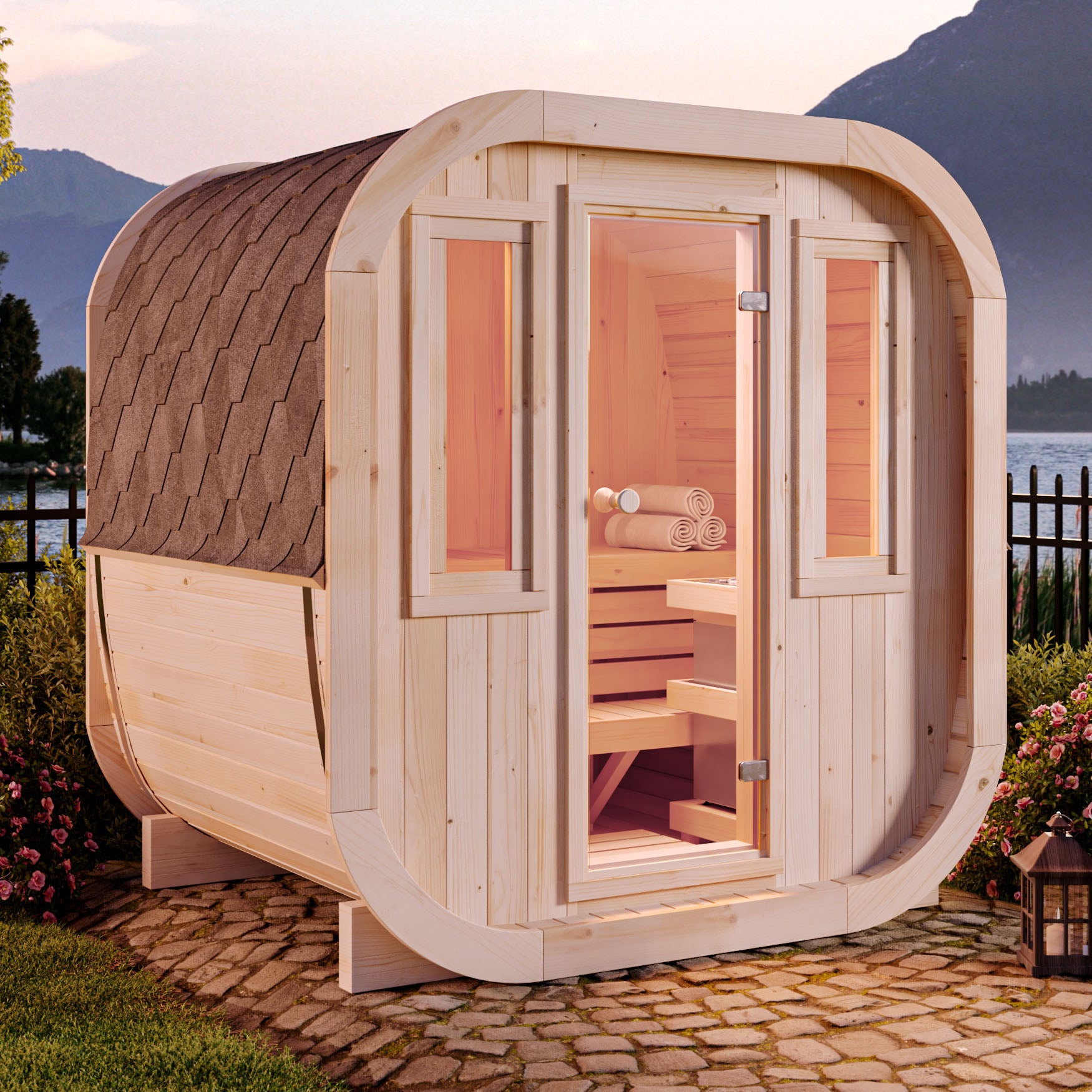 Sauna tonneau ScandiCube Mini XS FinnTherm, 2.1x1.7m dim. ext. (cas ...