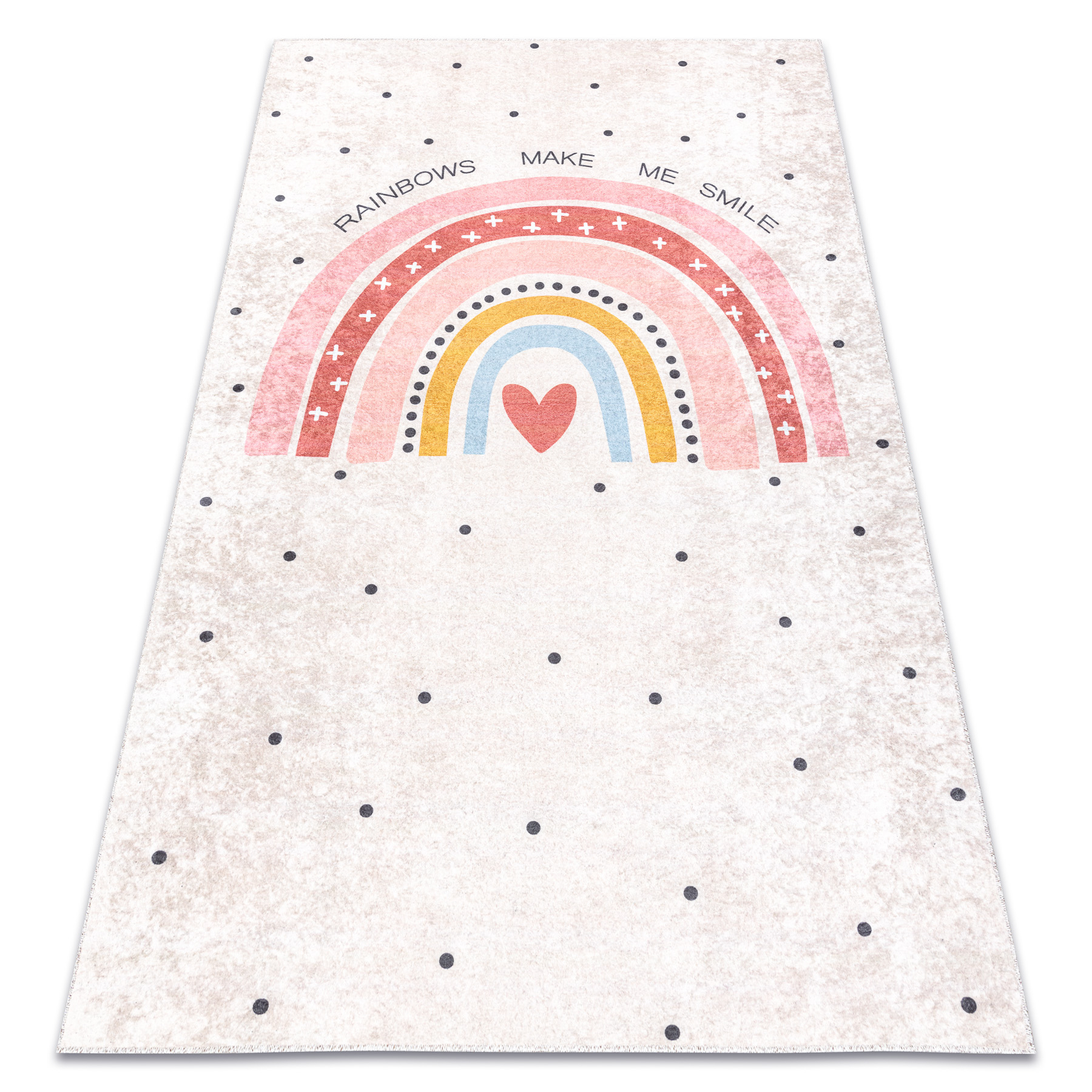 Tapis lavable JUNIOR 51300.802 Arc-en-ciel, points pour les enfants antidérapant - beige 200x290 ...