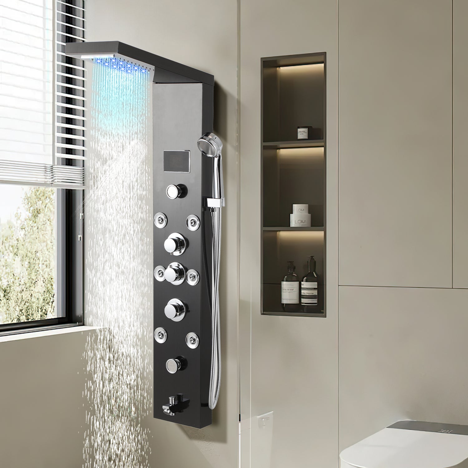 Panneau Colonne de Douche Hydromassante avec Robinetterie, Faire ...