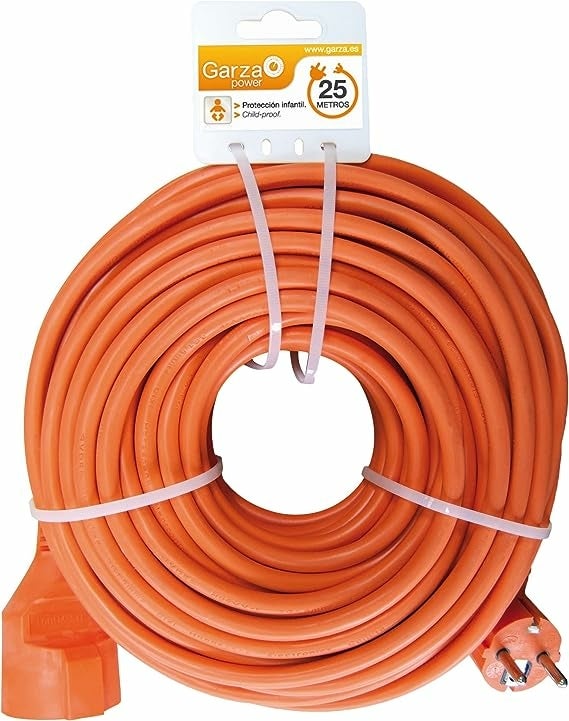 Garza - Cable alargador de corriente para jardín de 25 metros, naranja ...