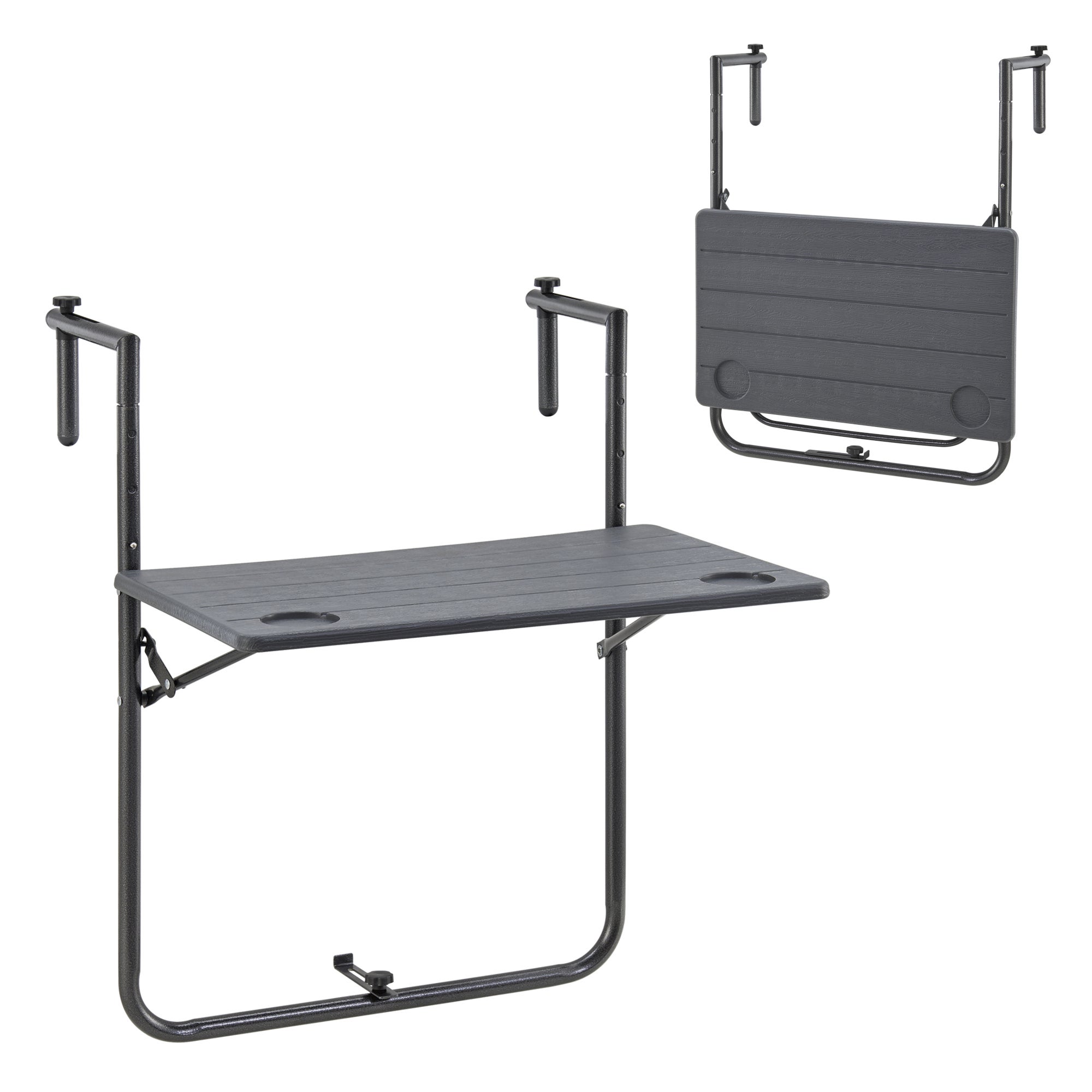 Table de balcon suspendue Badolato rabattable et réglable en hauteur 83 ...