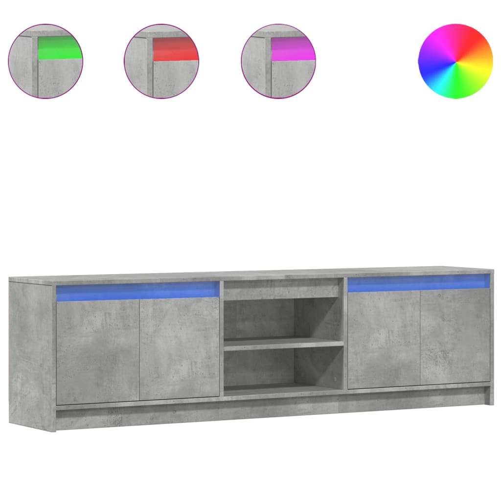 Mueble de TV LED madera ingeniería gris hormigón 180x34x50 cm | Leroy ...