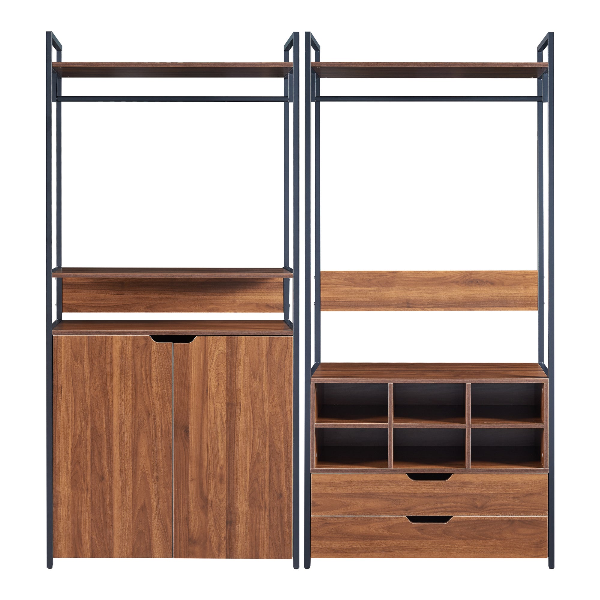 Conjunto de 2 percheros Larem con 1 compartimento cerrado, 6 abiertos y ...