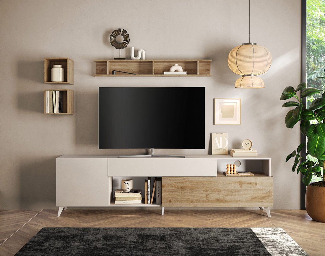 Estelle - meuble tv - 2 portes et 1 tiroir - 241 cm | Leroy Merlin