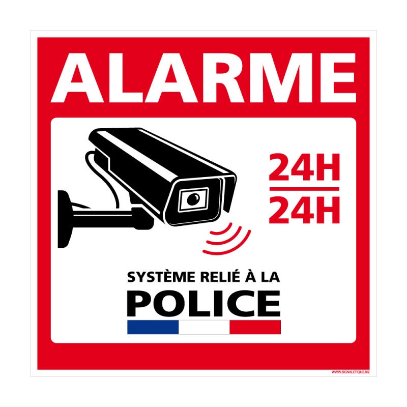 Panneau Alarme en aluminium, Système relié à la Police 200 x 200 mm ...