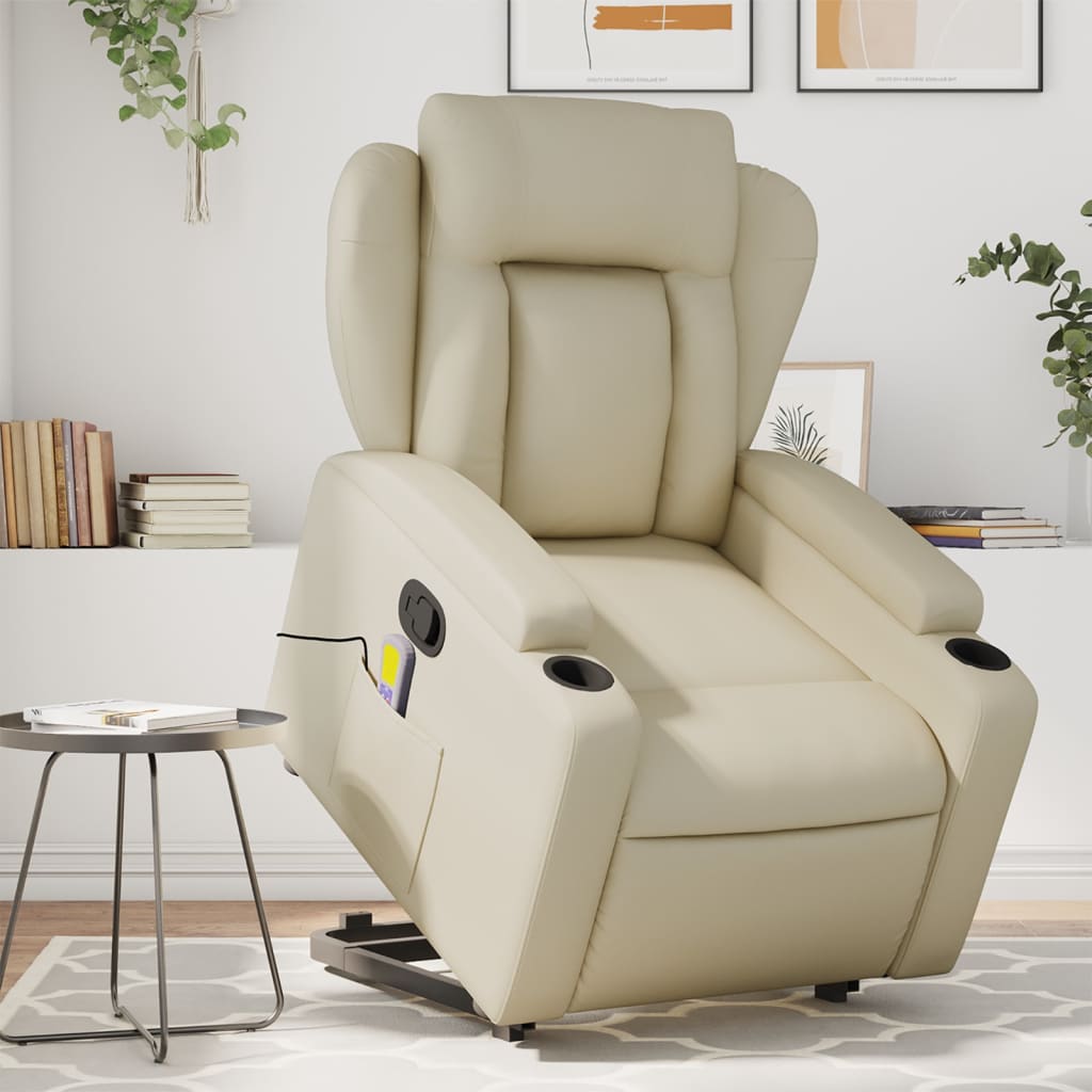 Sillón Masaje Reclinable Polipiel Crema | Leroy Merlin
