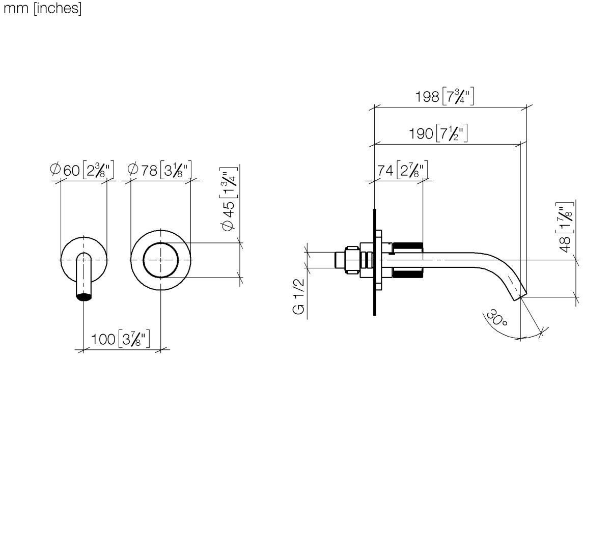 Dornbracht META mezclador monomando mural de lavabo sin juego de ...