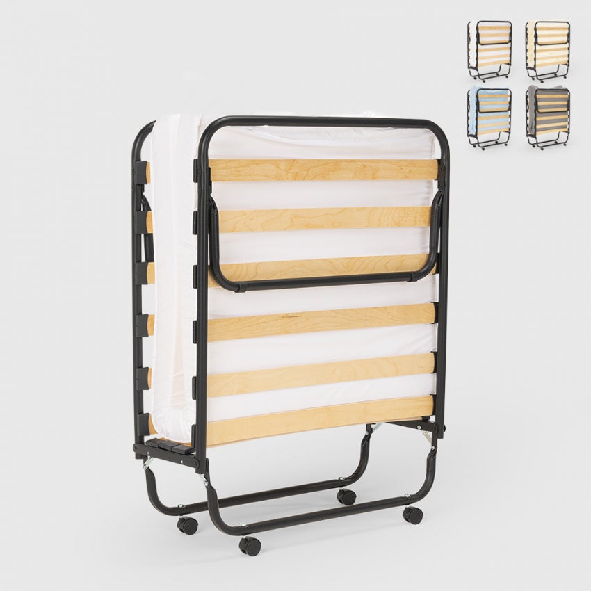 Lit pliant 80x180 avec matelas en microfibre et sommiers à lattes ...