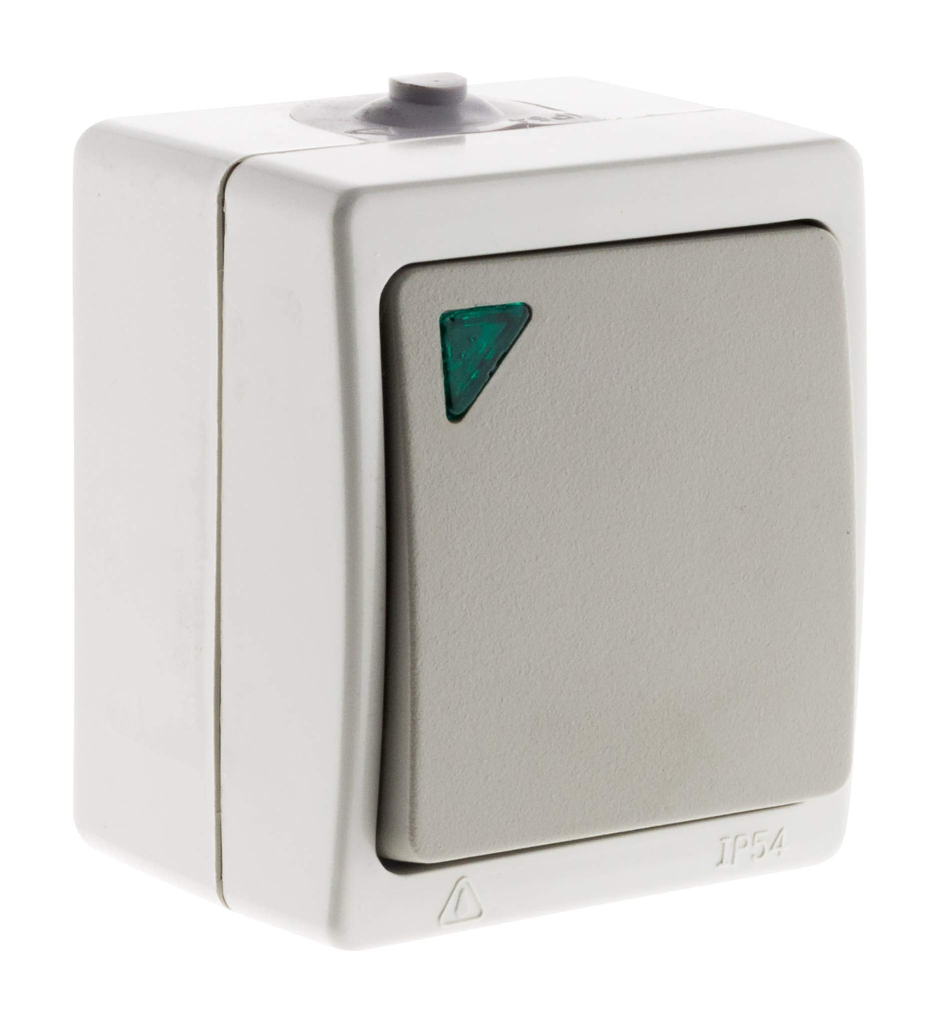 Conmutador simple IP54 de superficie con indicador luminoso - Gris ...