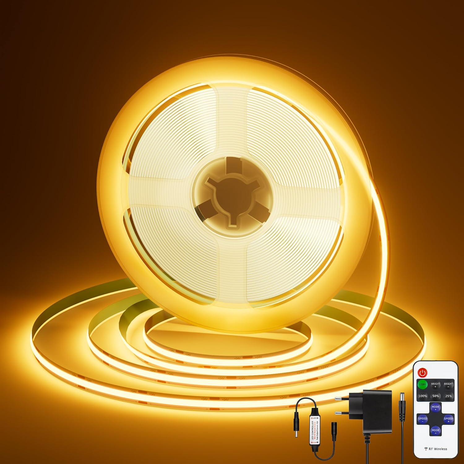 Bande lumineuse LED de 5 m, Bande lumineuse LED COB avec télécommande ...