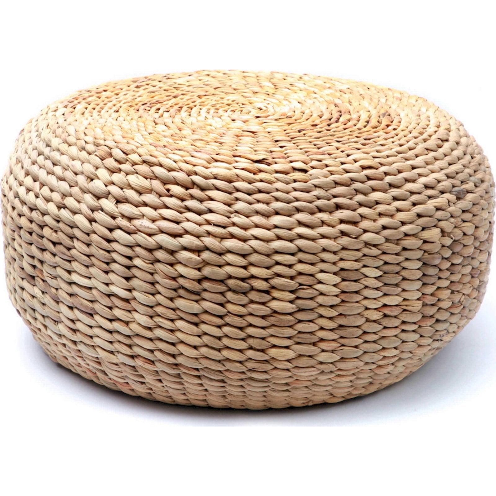 Pouf bohème tressé en fibre naturelle 60 x 60 x 30 cm Naturel | Leroy ...