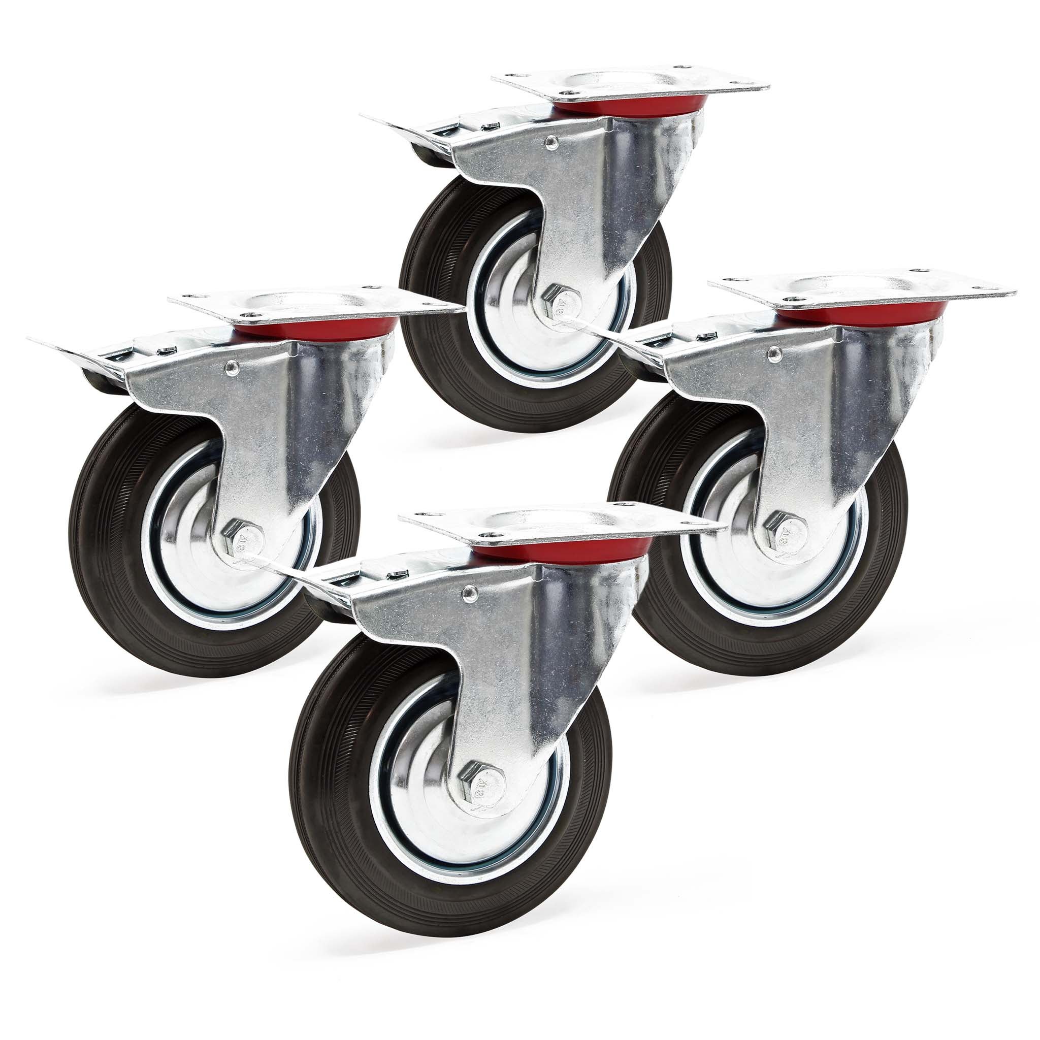 Juego de 4 ruedas giratorias con doble freno 200 mm ruedas de muebles ...