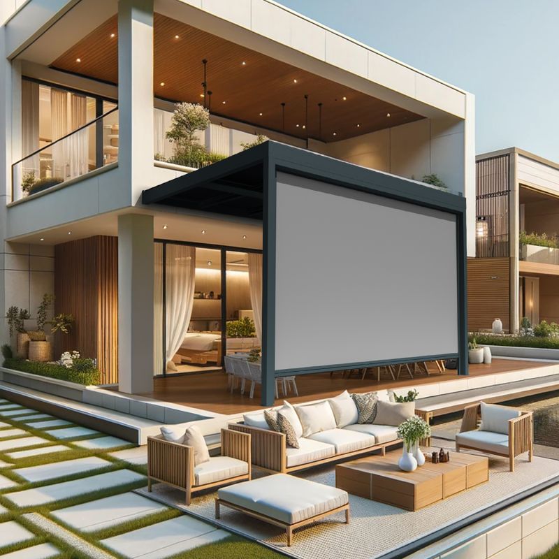 Store vertical extérieur DUNIA - Motorisé à télécommande (Ral7016 - Gris Anthracite - Acrylique ...