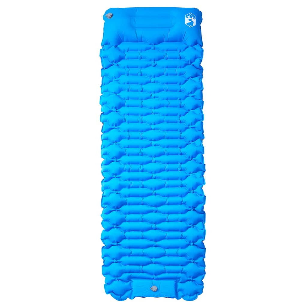 Colchón de camping autoinflable con almohada 1 persona azul CFW354208 ...