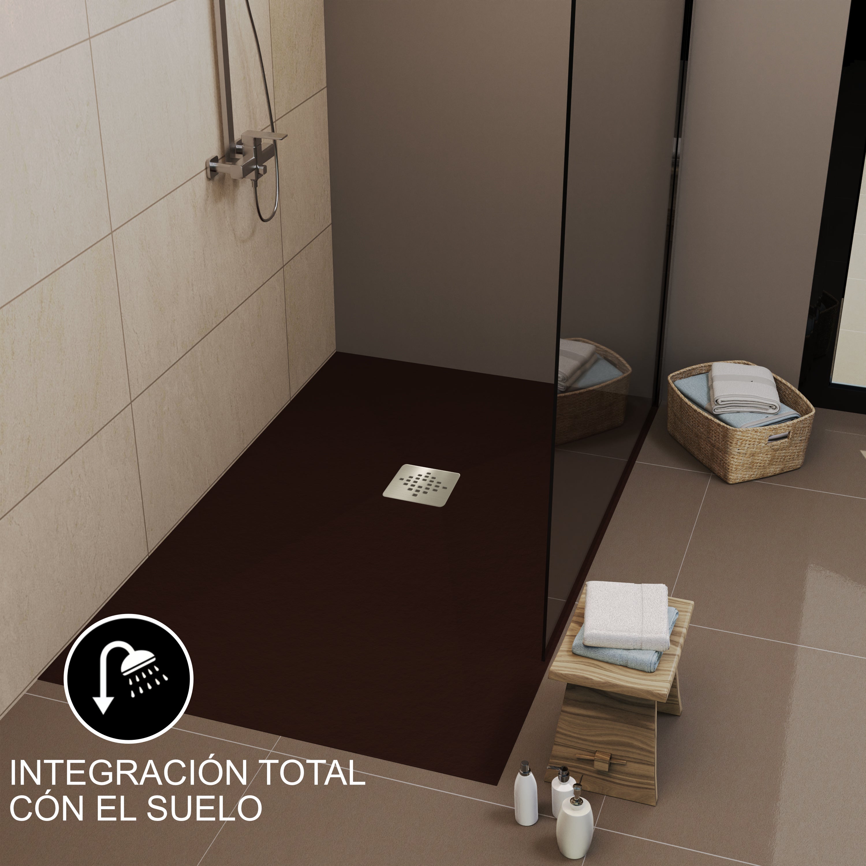 Plato de ducha 80x90 cm de resina Antideslizante C3 | Carga mineral ...